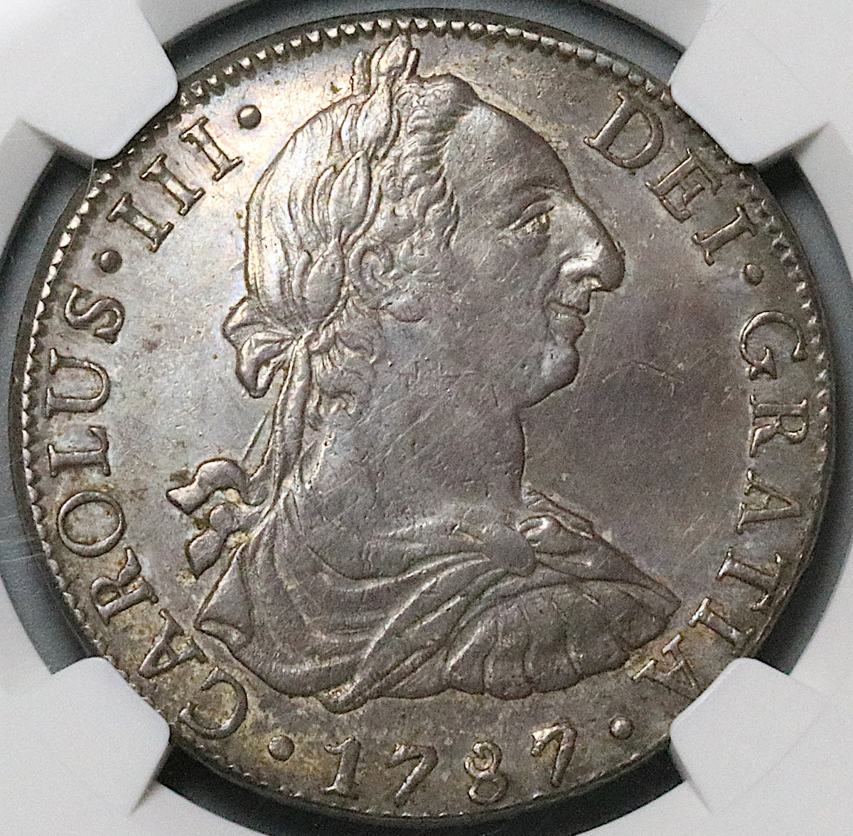 1787 NGC AU Mexico 8 Reales Charles III Pillars Colonial Silver Coin ( – Caesar's Ghost Numismatics