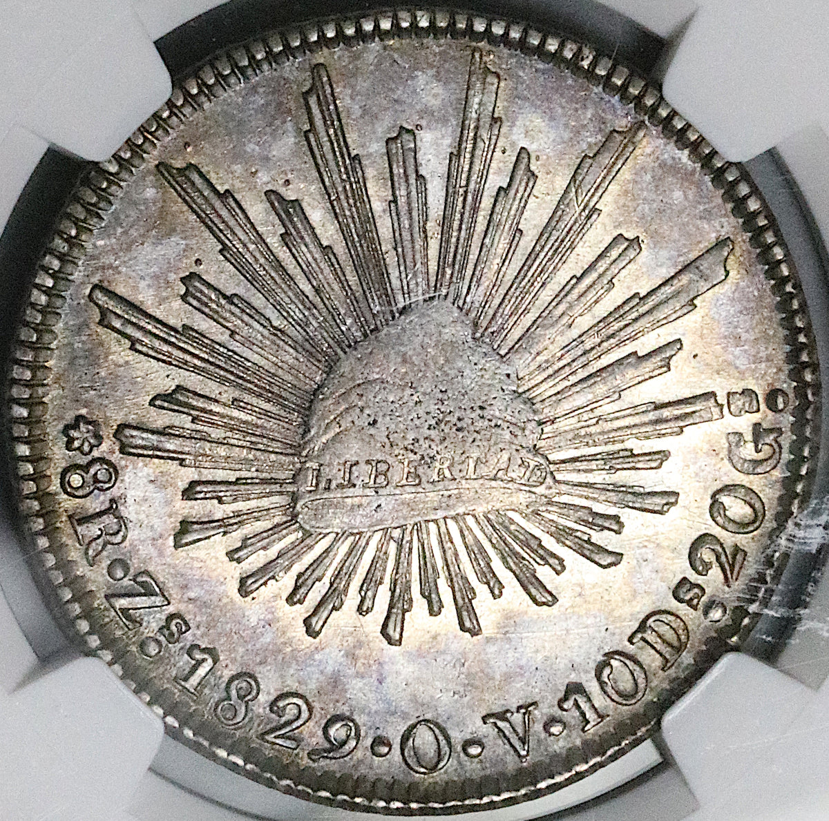 1829-Zs OV NGC AU 53 Mexico 8 Reales Zacatecas Mint Rare Silver Coin P – Caesar's Ghost Numismatics