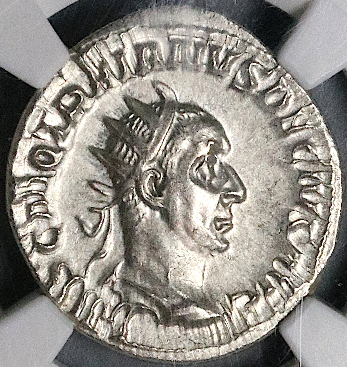 249 NGC AU Trajan Decius Double Denarius Roman Empire Emperor Horsebac – Caesar's Ghost Numismatics
