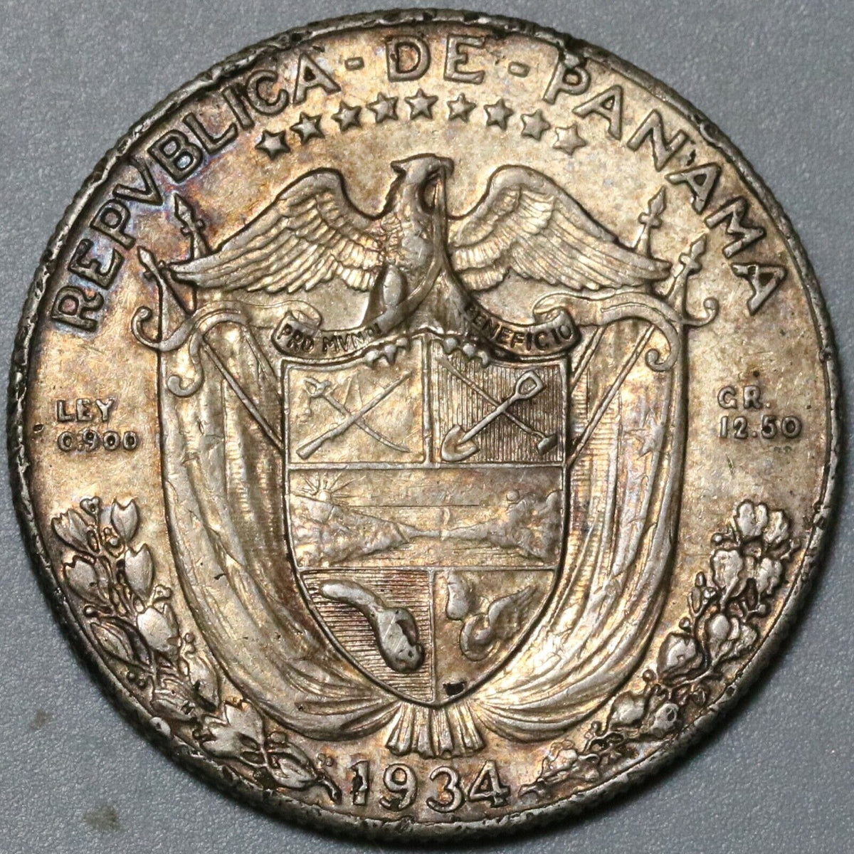 1934 Panama 1/2 Balboa AU 90% Silver Half Dollar Coin 90K Minted (2312 ...