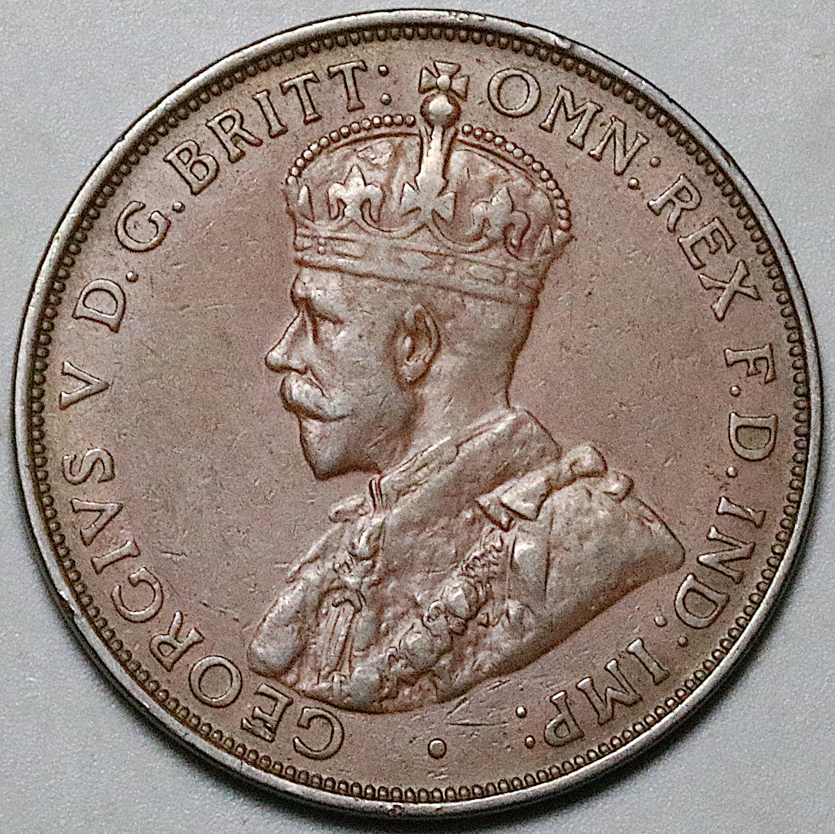 1931 Australia 1 Penny XF English Obverse Dropped 1 George V Key Date ...