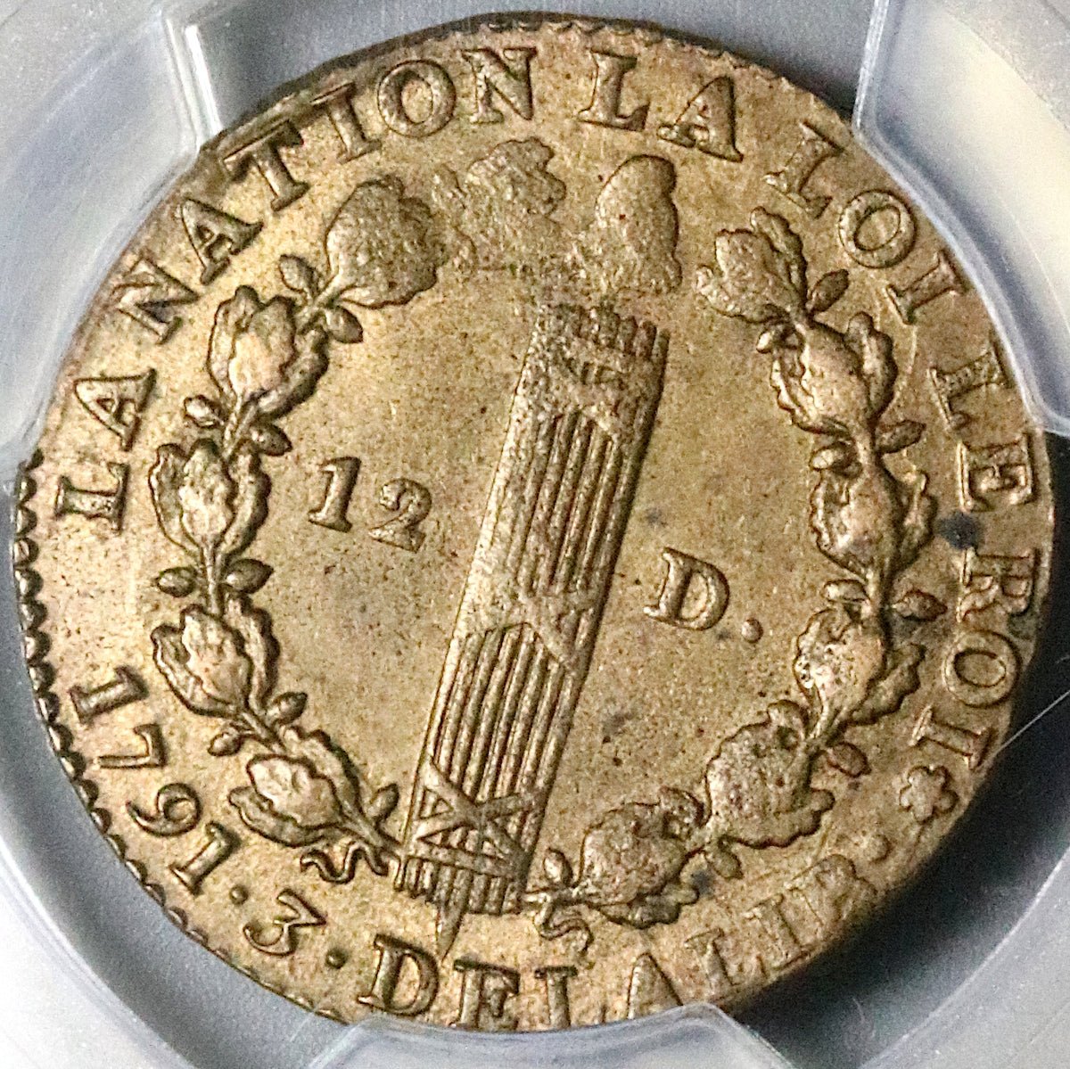 1791-A PCGS MS 64 France 12 Deniers Louis XVI Revolution Coin POP 2/0 ...