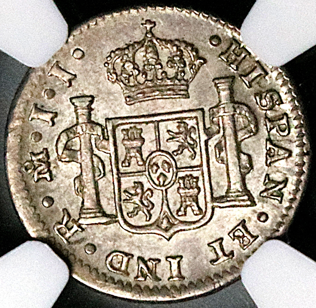 1816 NGC AU 58 Mexico 1/2 Real Ferdinand VII Colonial Spain Die Clash ...