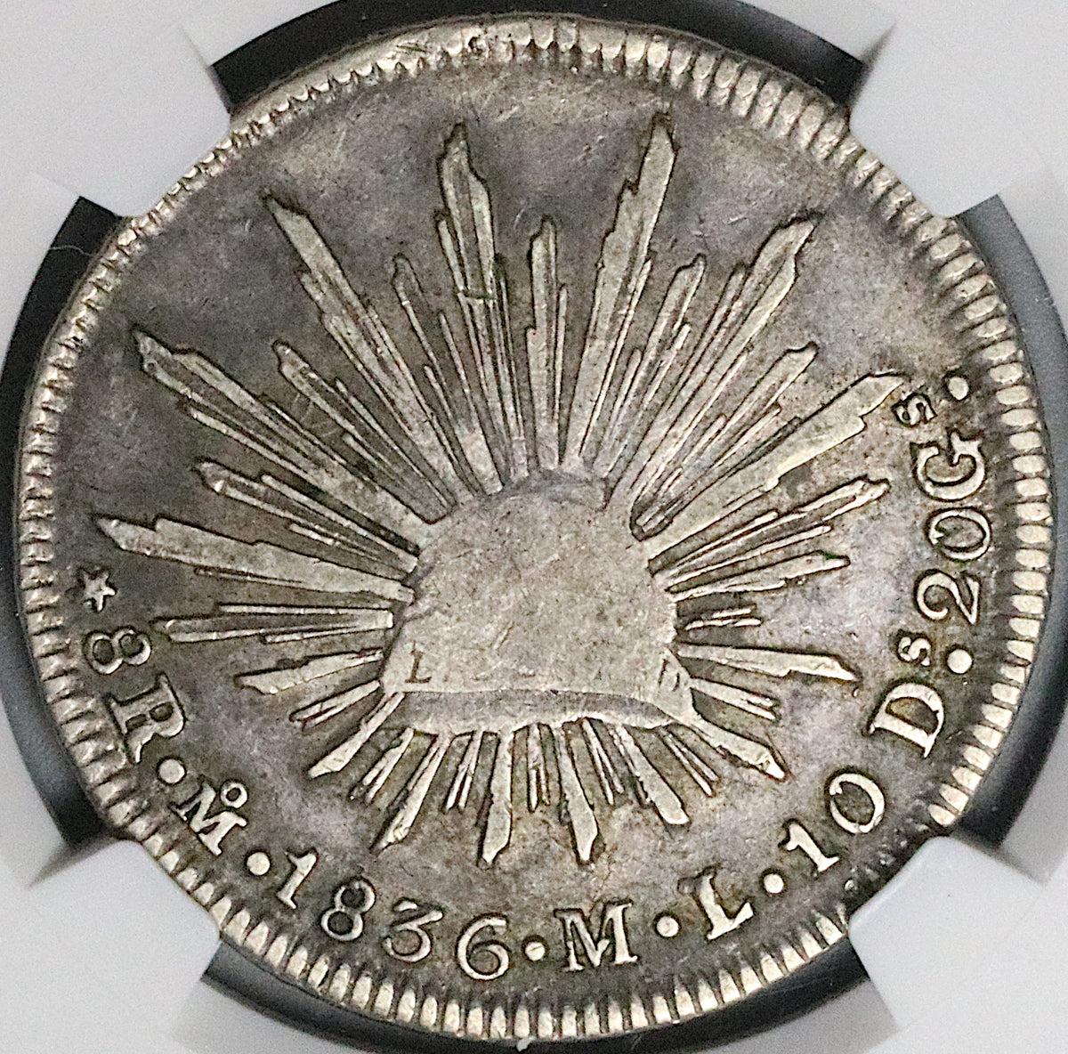 1836-Mo ML/F NGC VF 30 Mexico 8 Reales Rare Cap Rays Silver Coin (2408 ...