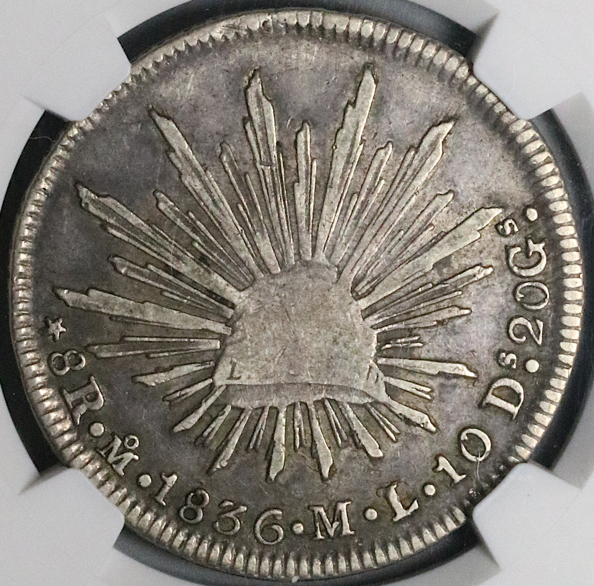 1836-Mo ML/F NGC VF 30 Mexico 8 Reales Rare Cap Rays Silver Coin (2408 ...
