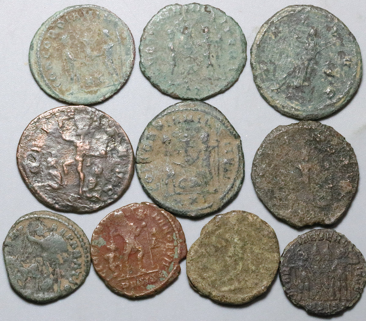 200s 300s Roman Empire Ten Double Denarii & AE3 Authentic Ancient Coin ...