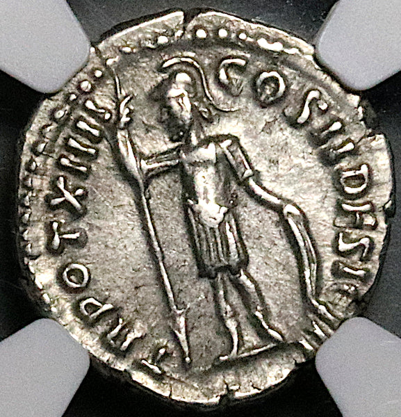 159 NGC Ch XF Marcus Aurelius Caesar Roman Empire Denarius Mars Rare C ...