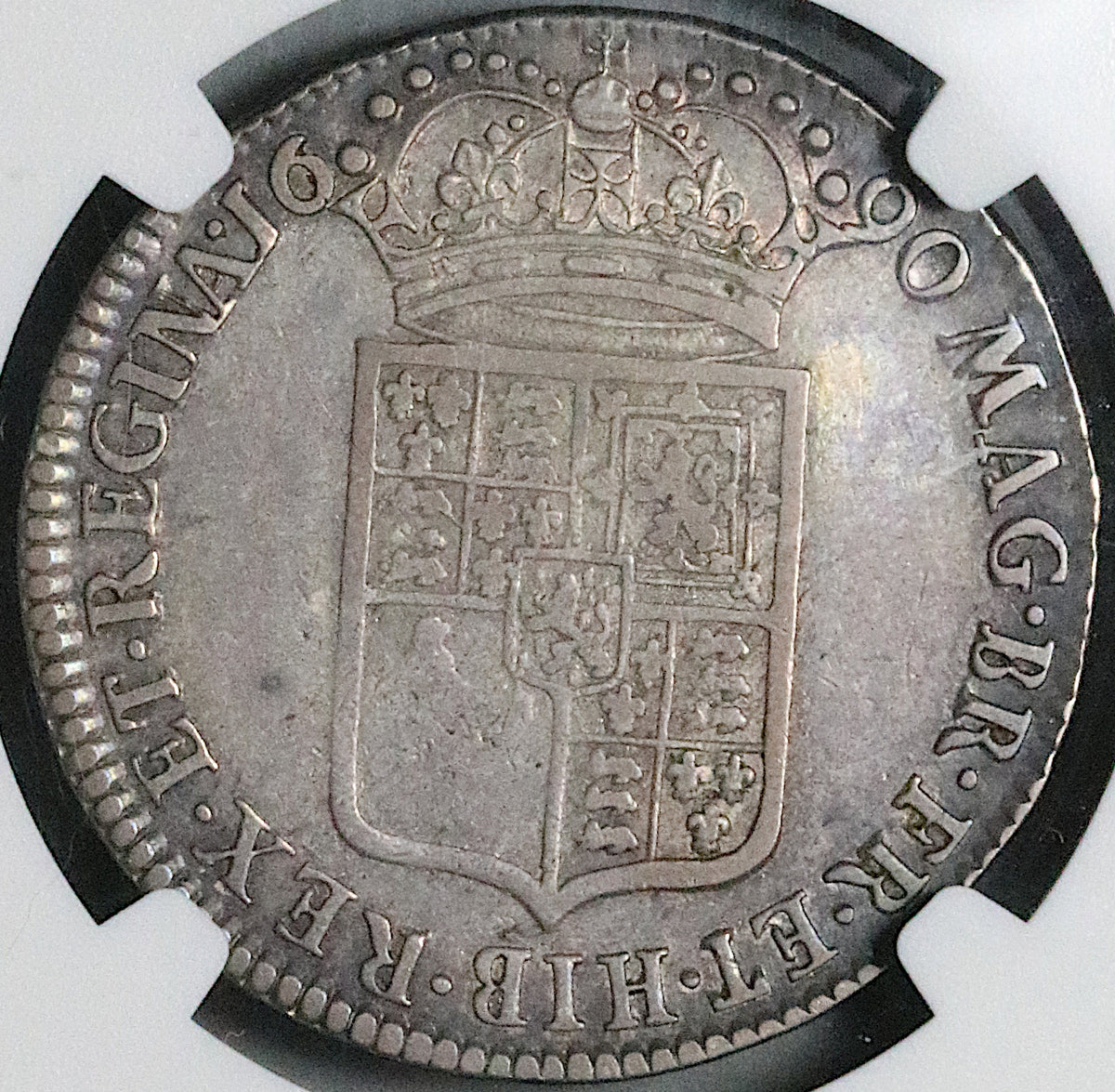 1690 NGC VF 25 William Mary 1/2 Crown Great Britain RARE Silver Coin P ...