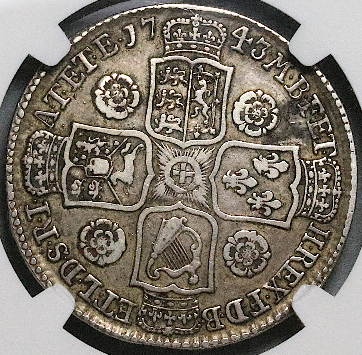 1743 NGC VF 30 George II 1/2 Crown Britain GEORGIUS Rare Silver Coin ...