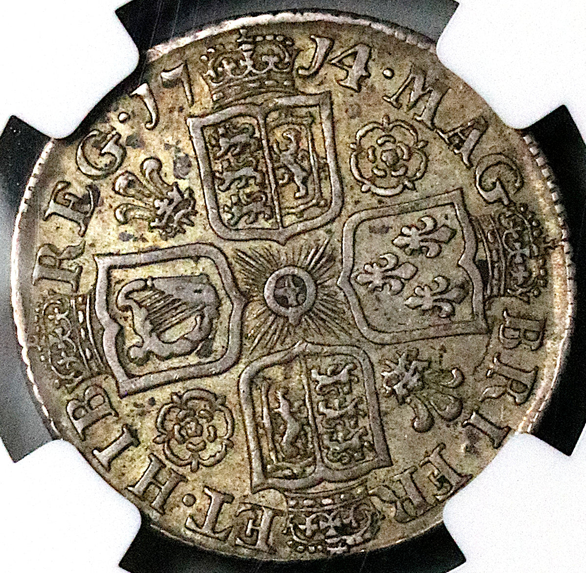 1714 NGC XF 40 Anne Shilling Great Britain Plumes Roses Silver Coin (2 ...