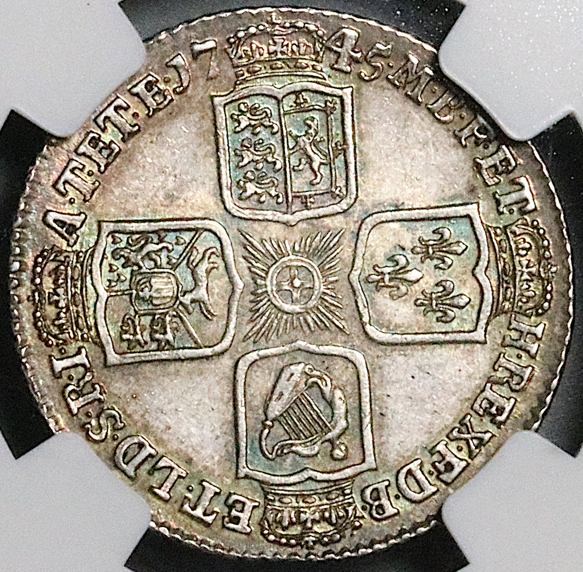1745 NGC AU George II Shilling Great Britain Spain Lima Treasure Silve ...