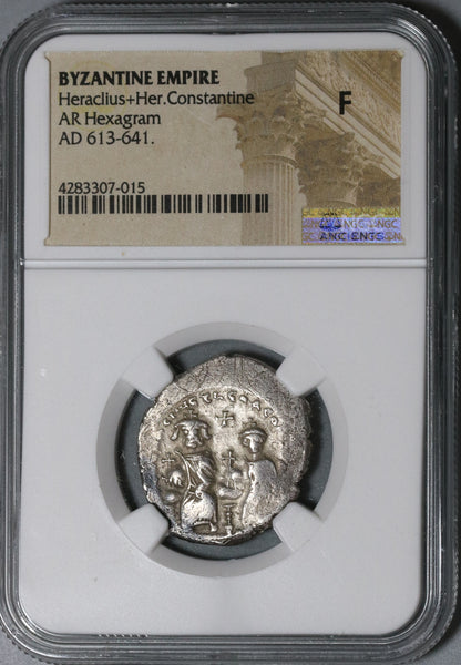 613 NGC F Heraclius & Heraclius Constanstine Hexagram Byzantine Empire ...