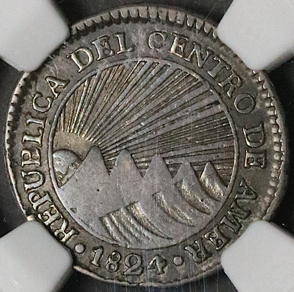 1824-NG NGC VF 35 Central American Republic 1 Real Guatemala Silver Co ...