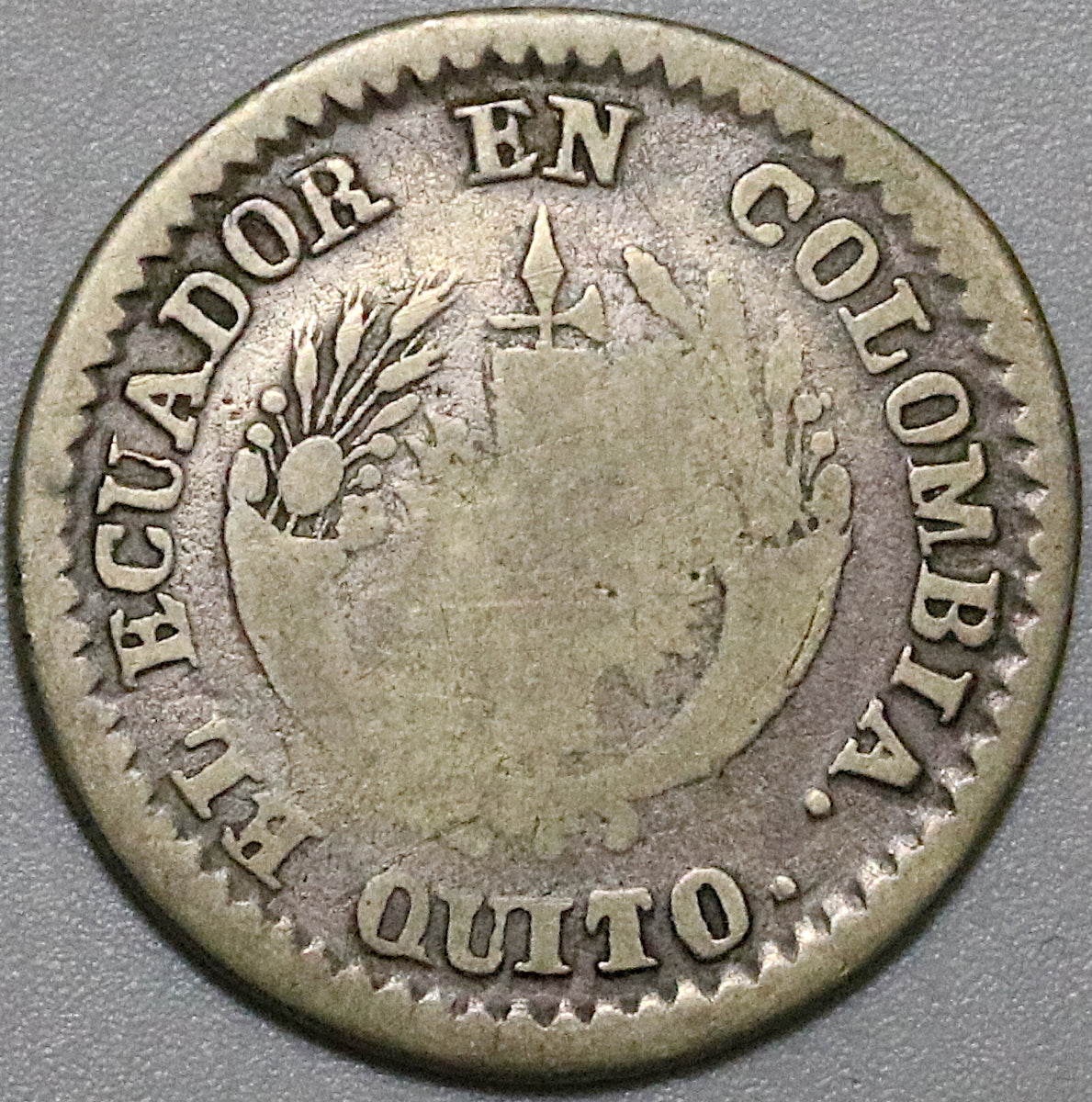 1833 GJ Ecuador 1 Real En Colombia Quito Sun Volcanos Silver Coin (220 ...