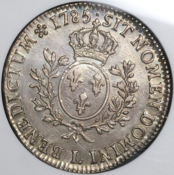 1785-L AU Det France Louis XVI Ecu Crown Bayonne Mint Silver Coin (221 ...