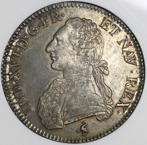 1791-A NGC MS 62 France Louis XVI Ecu Crown Silver Paris Coin POP 1/3 ...