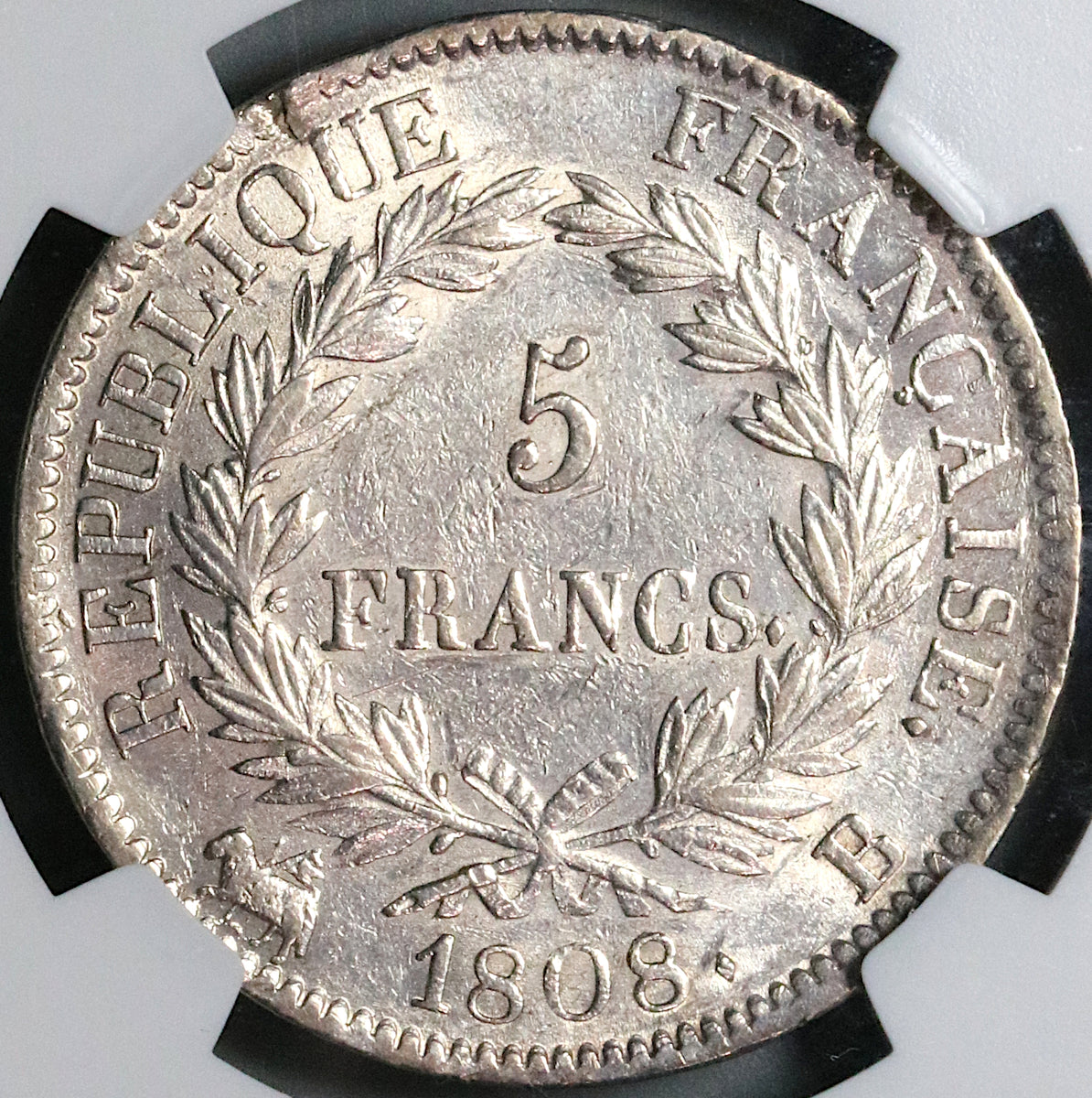 1808-B NGC AU France 5 Francs Napoleon I Rouen Mint Silver Coin (23010 ...
