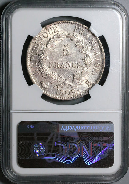 1808-B NGC AU France 5 Francs Napoleon I Rouen Mint Silver Coin (23010 ...