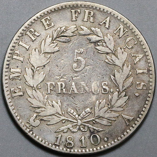 1810-A France 5 Francs Napoleon I VF Paris Mint Silver Coin (22070403R ...