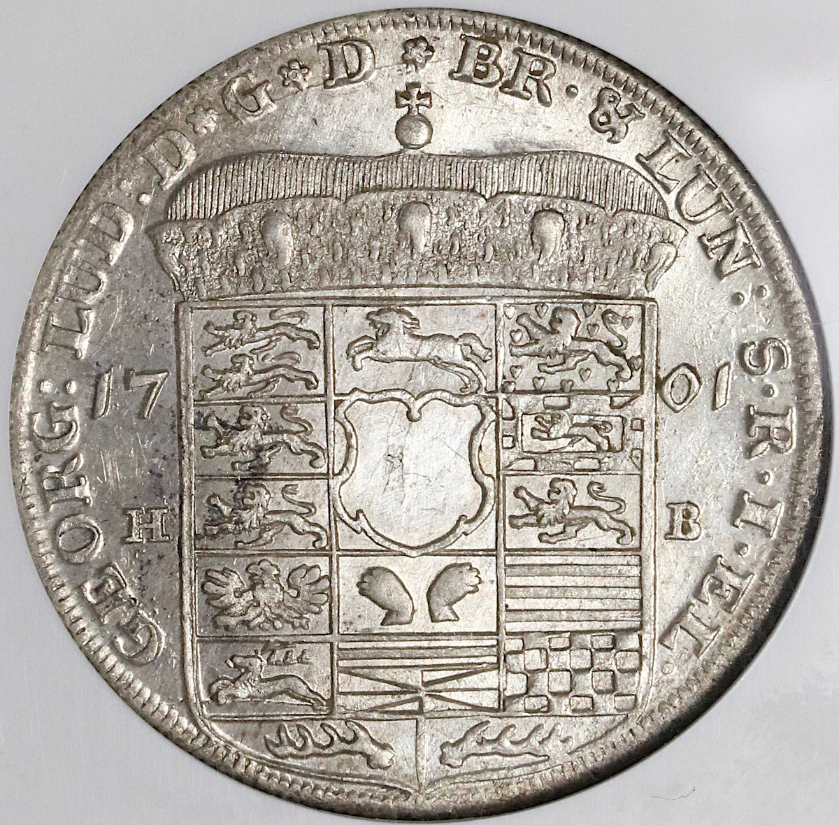 1701 NGC AU 58 Brunswick Hannover 2/3 Thaler Horse George Ludwig Germa ...