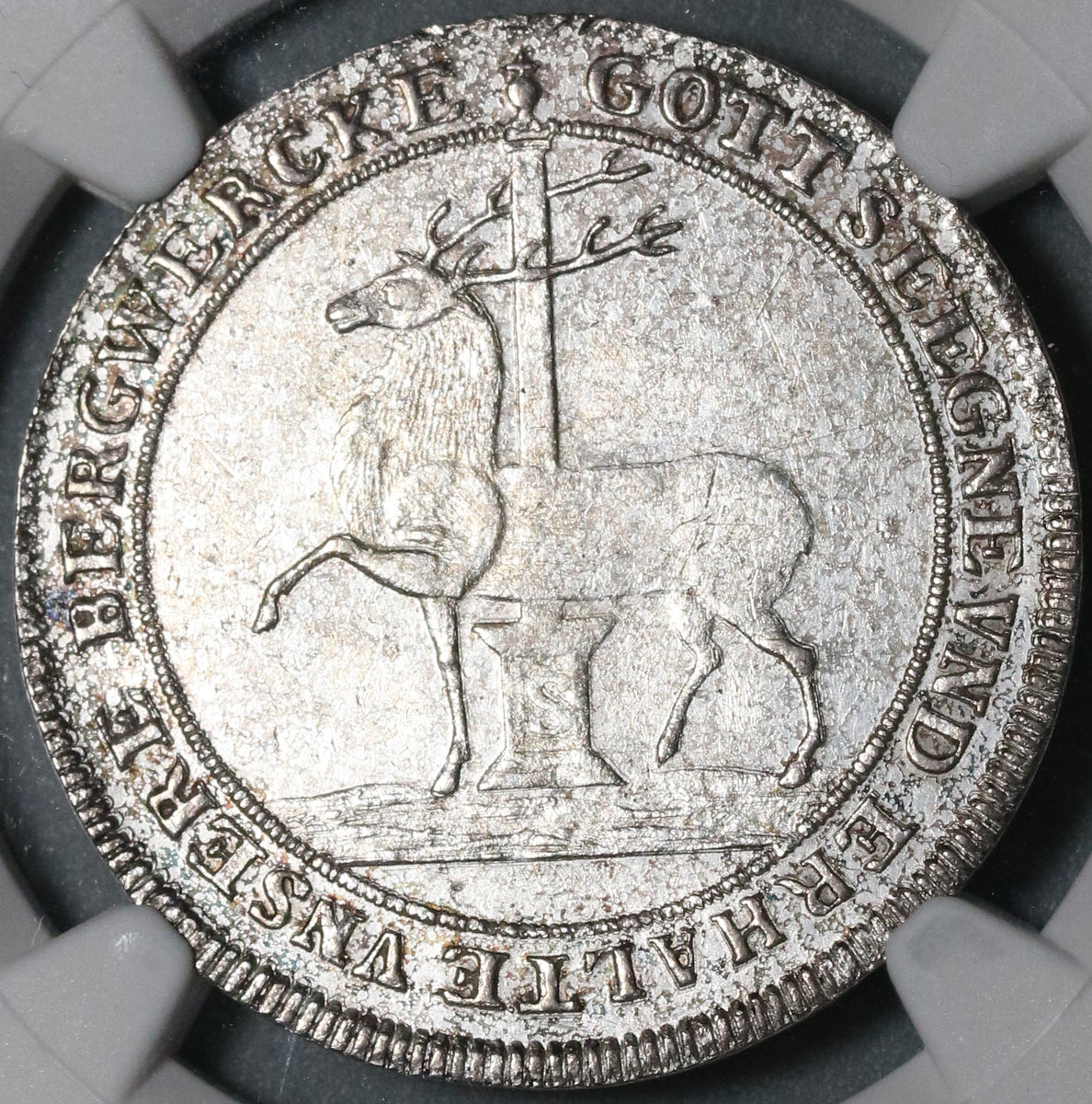 1752 NGC AU 58 STOLBERG Silver 1/3 Taler Stag German State Coin POP 1 ...