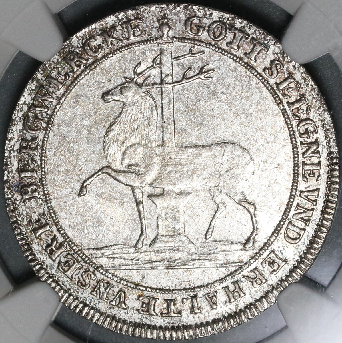 1752 NGC AU 58 STOLBERG Silver 1/3 Taler Stag German State Coin POP 1 ...