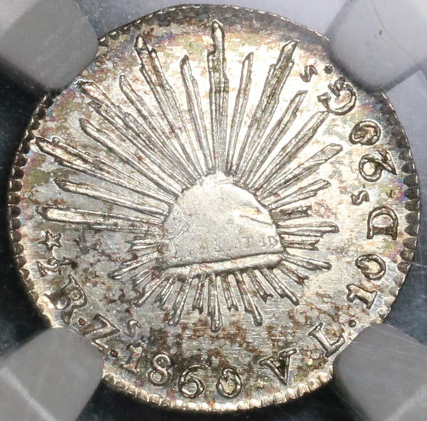 1860-Zs NGC MS 62 Mexico 1/2 Real Zacatecas Mint State Silver Coin (21 ...