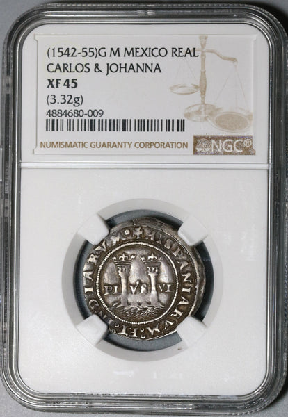 1542-1555 NGC XF 45 Mexico 1 Real Carlos & Joanna Silver Coin (1912290 ...