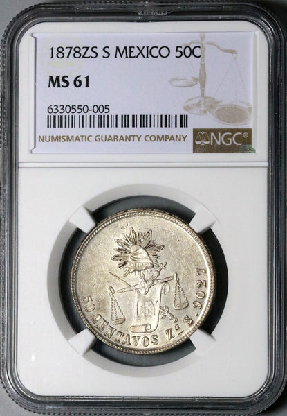 1878-Zs NGC MS 61 Mexico 50 Centavos Balance Scale Silver Coin (221226 ...