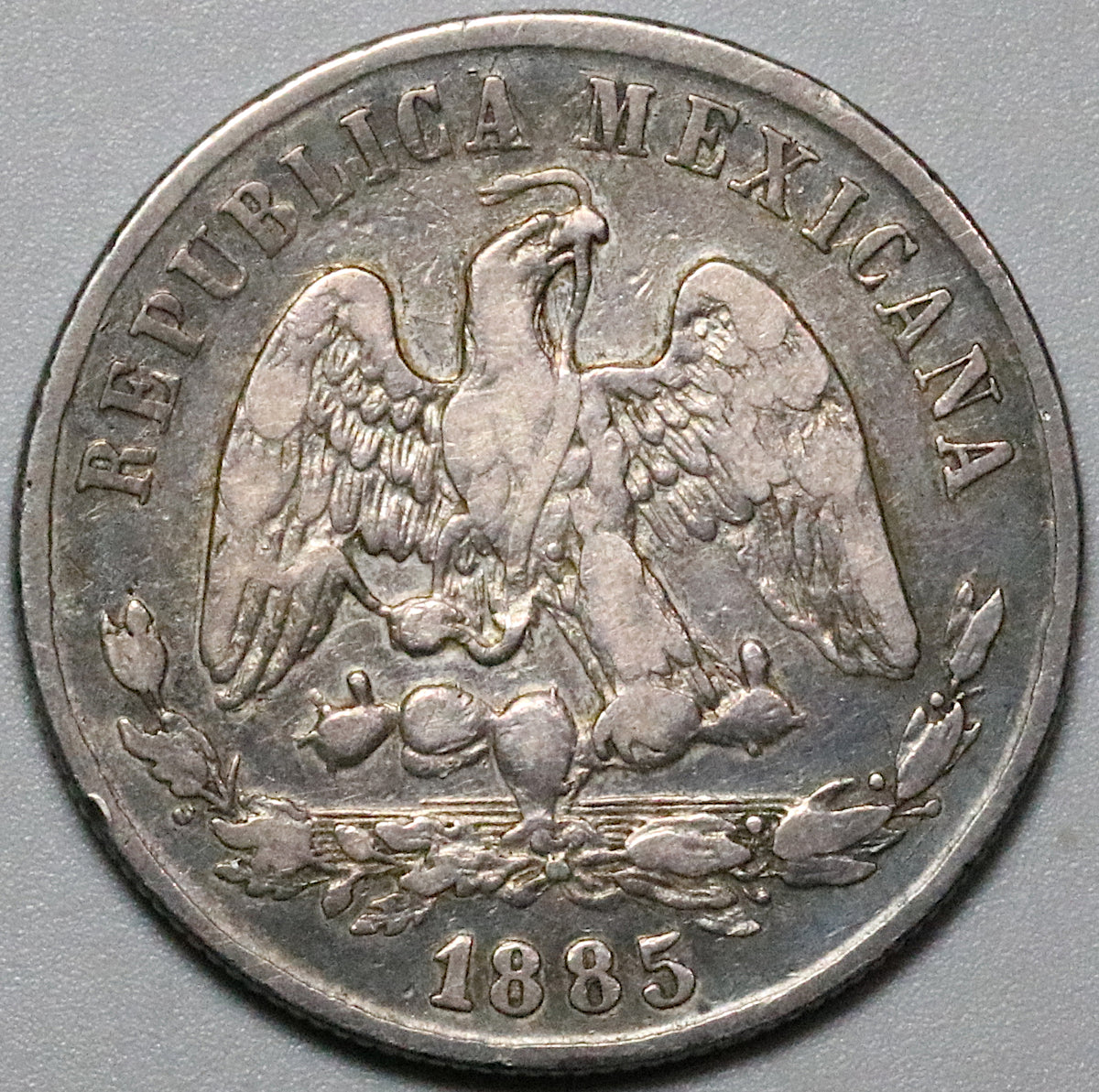 1885-As Mexico 50 Centavos AXF Alamos Mint 21K Balance Scale Silver Co ...