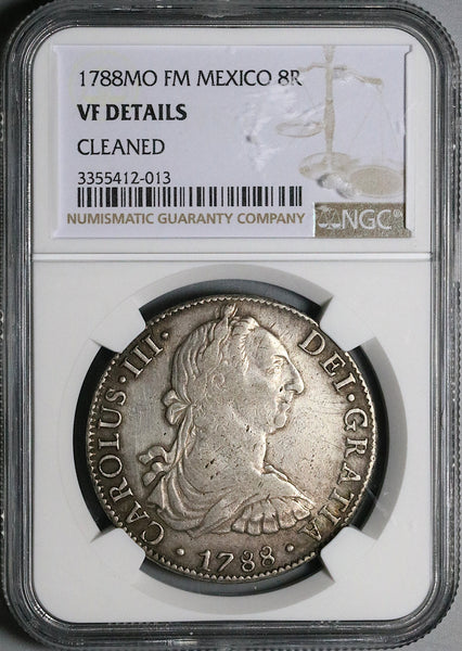 1788 NGC VF Mexico Charles III 8 Reales Pillars Silver Dollar Coin (23 ...