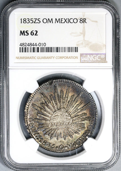 1835-Zs NGC MS 62 Mexico 8 Reales Zacatecas Mint Cap Rays Silver Coin – Caesar's Ghost Numismatics