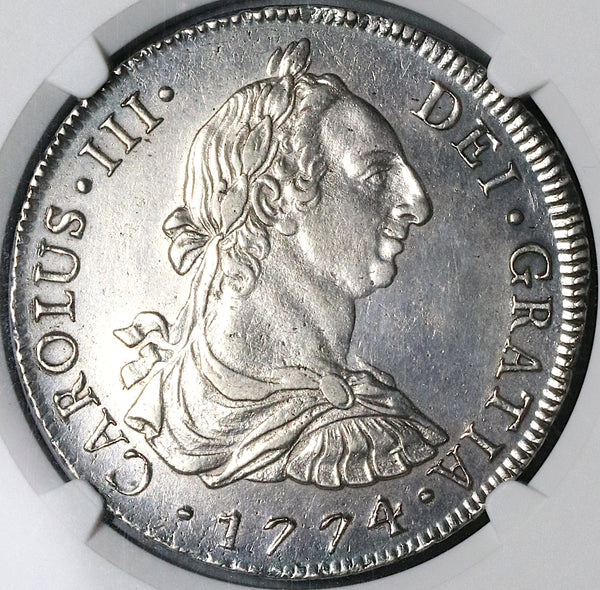 1774 NGC AU Peru 8 Reales Charles III Lima Pillars Silver Dollar Coin ...