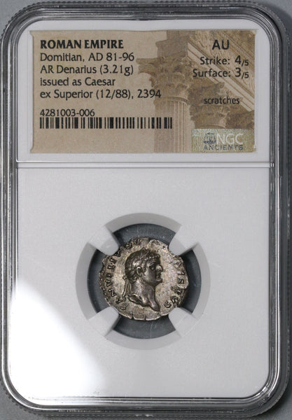 76 NGC AU Domitian Caesar Roman Empire Denarius Pegasus Pedigree (1809 ...