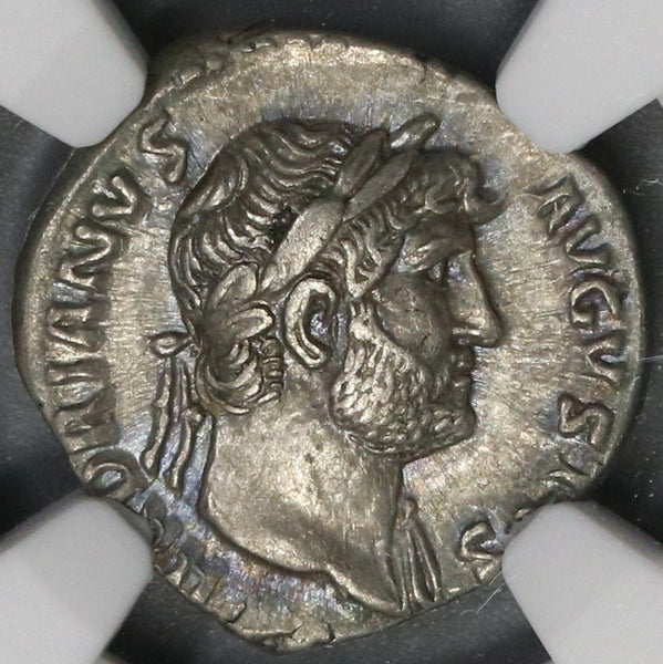 125 NGC Ch XF Hadrian Roman Empire Denarius Hercules Club Shield 5/5 5 ...