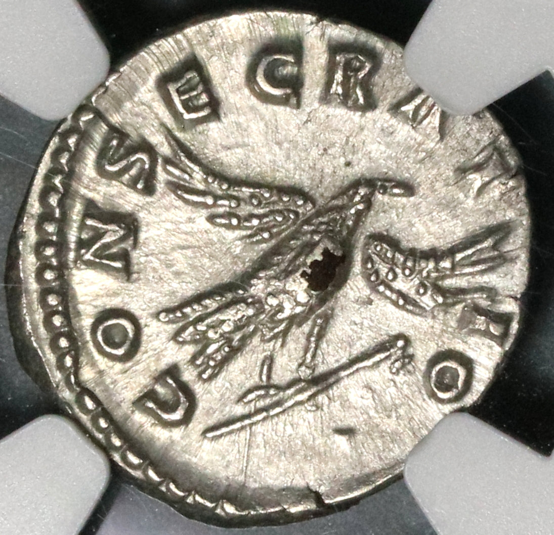 180 NGC ChAU Marcus Aurelius Roman Empire Denarius Posthumous Eagle Co ...