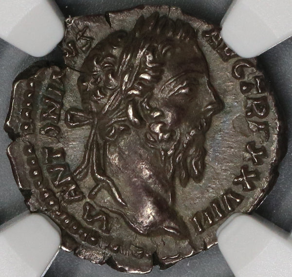 174 NGC Ch AU Marcus Aurelius Roman Empire Denarius Winged Mercury Sup ...