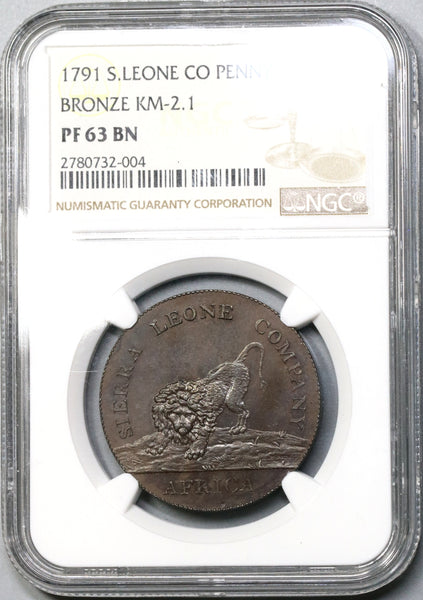 1791 NGC PF 63 Sierra Leone Proof Penny Lion Britain Colony Coin (1902 ...