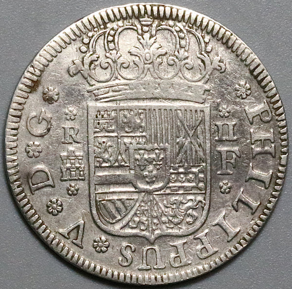 1724 Spain 2 Reales VF Philip V Segovia Mint Aqueduct Silver Coin (230 ...