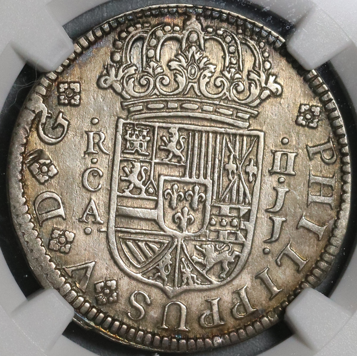 1725-CA NGC AU Spain 2 Reales Philip V Silver Scarce Cuenca Mint Coin ...