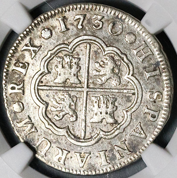 1730-M NGC XF 45 Spain 2 Reales Philip V Silver Madrid COlonial Coin P ...