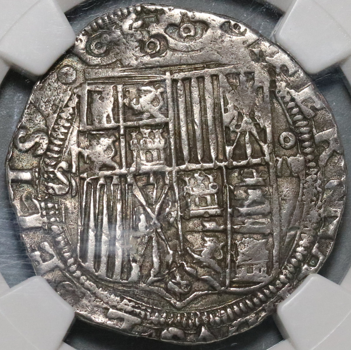 1469 NGC XF 45 Spain Ferdinand Isabella 4 Reales Columbus Cob Silver C ...