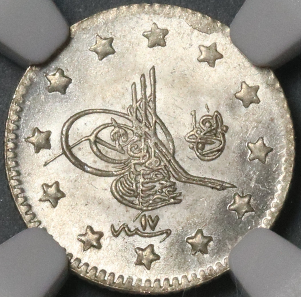1892 NGC MS 65 Turkey 1 Kurush 1293/17 Ottoman Sultan Silver Coin (210 ...