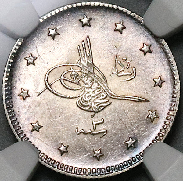 1911 NGC MS 62 Manastir Mint Visit Turkey 2 Kurush 1327//3 Coin 13K PO – Caesar's Ghost Numismatics