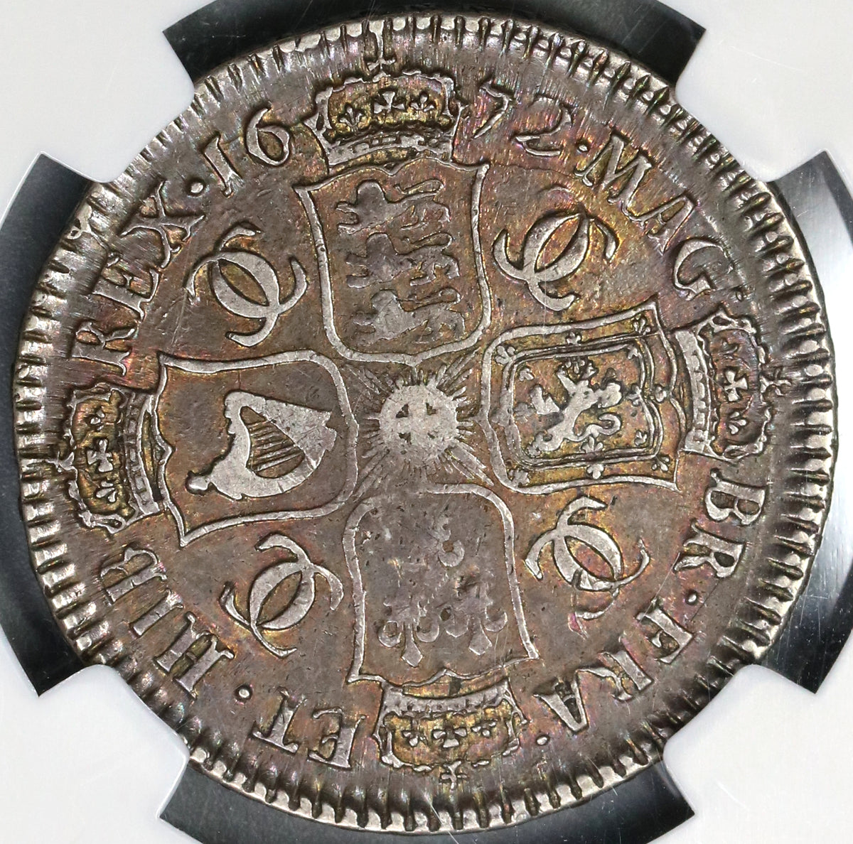 1672 NGC VF 25 Charles II Silver 1/2 Crown Rare Great Britain England ...