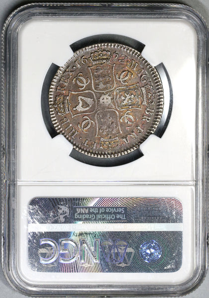 1672 NGC VF 25 Charles II Silver 1/2 Crown Rare Great Britain England ...