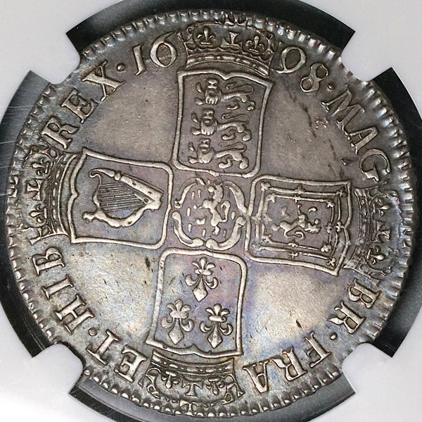 1698 NGC AU Det William III Half 1/2 Crown Great Britain Silver Coin ...