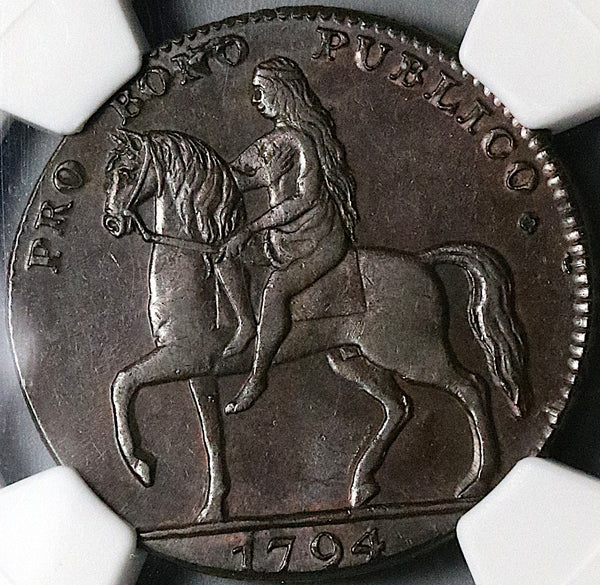 1794 NGC AU 58 Lady Godiva Conder Coventry 1/2 Penny DH 249 Rare Token ...