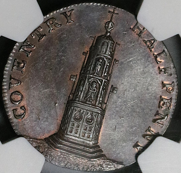 1794 NGC AU 58 Lady Godiva Conder Coventry 1/2 Penny DH 249 Rare Token ...