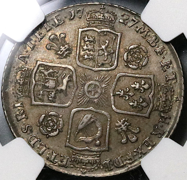 1727 NGC AU 55 George II Shilling Great Britain Roses Plumes Silver Co ...